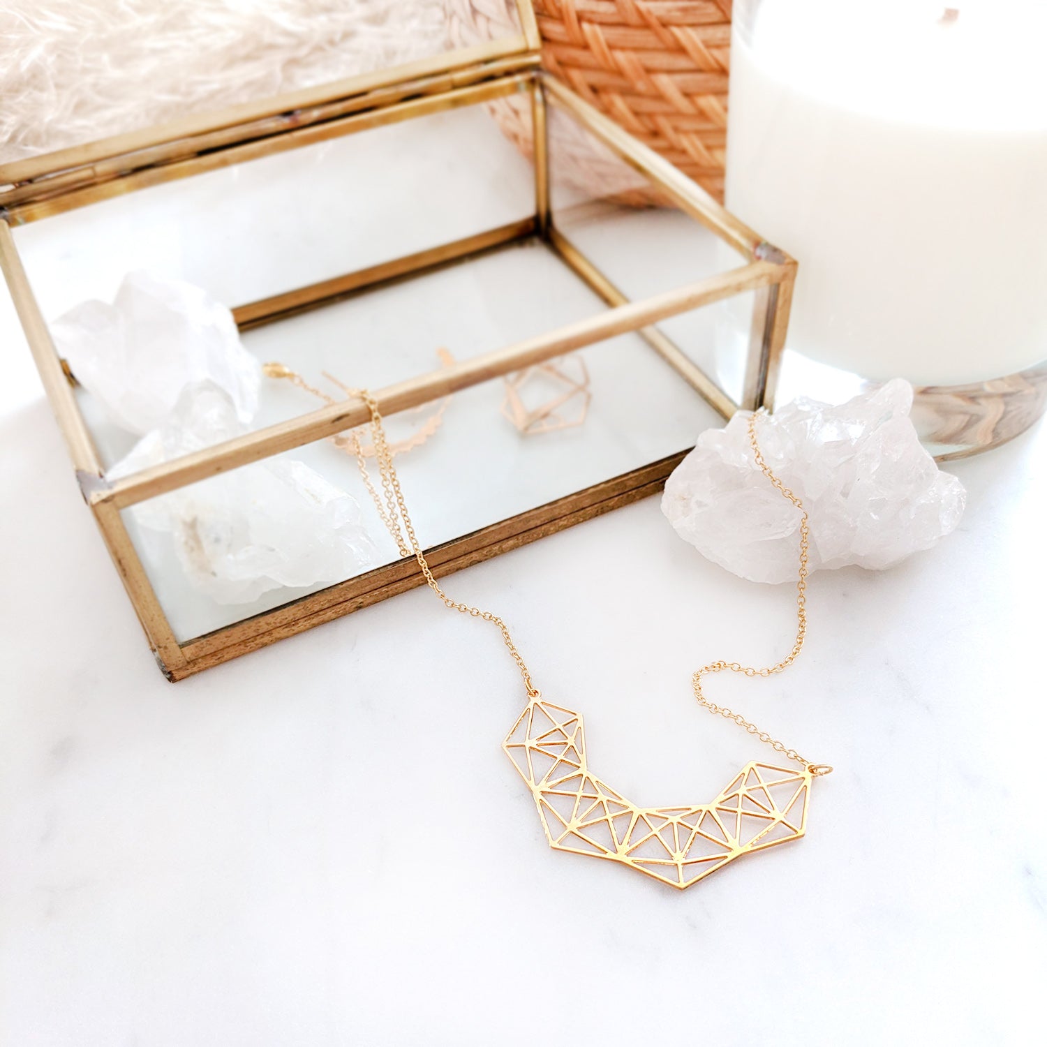 Geometric Statement Sparkle Necklace Gold / Silver – Shany Design Studio