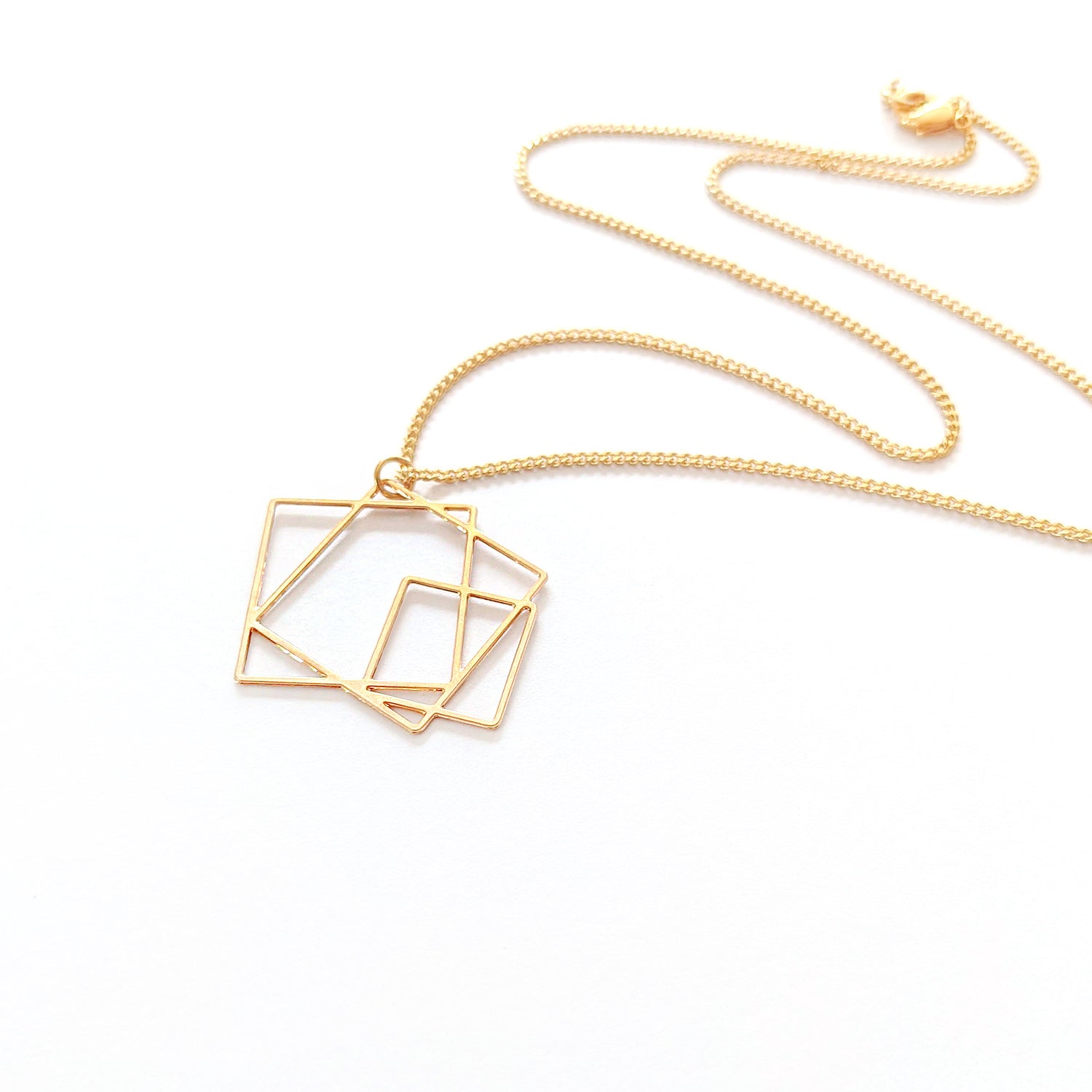 Geometric Overlapping Squares Necklace Gold / Silver – Shany Design Studio